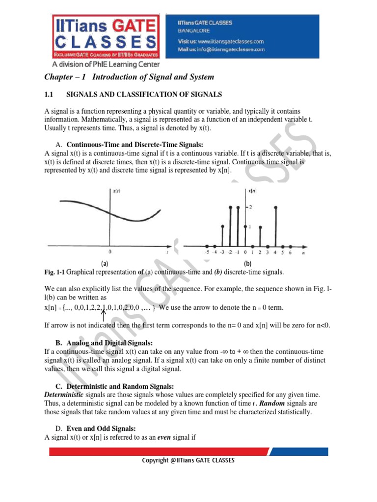 Chapter - 1 Introduction of Signal and System | PDF | Discrete Time And Continuous Time ...