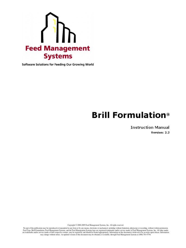 Brill Formulation: Instruction Manual | PDF | Software | Computing