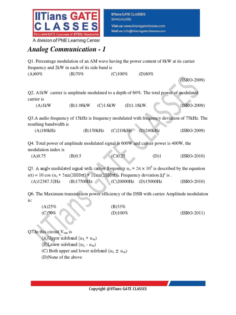 Analog Communications Assignment | PDF | Frequency Modulation | Electrical Engineering