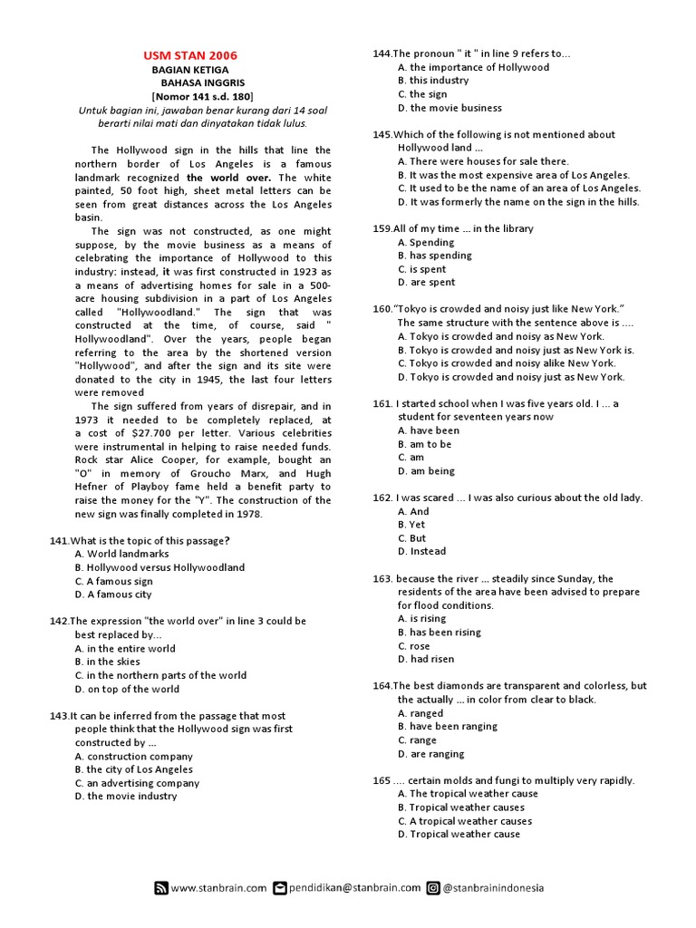 USM STAN Soal Reading and Structure | PDF | Semiotics | Grammar