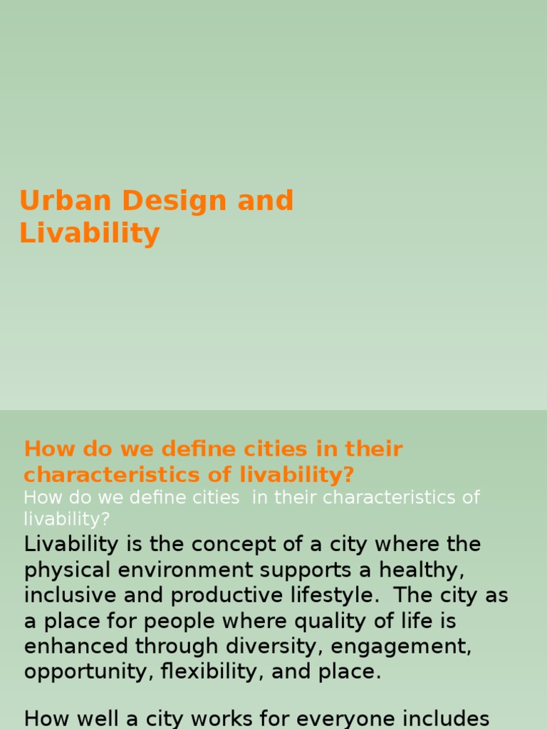 Urban Design and Livability | PDF | Quality Of Life | Urban Design