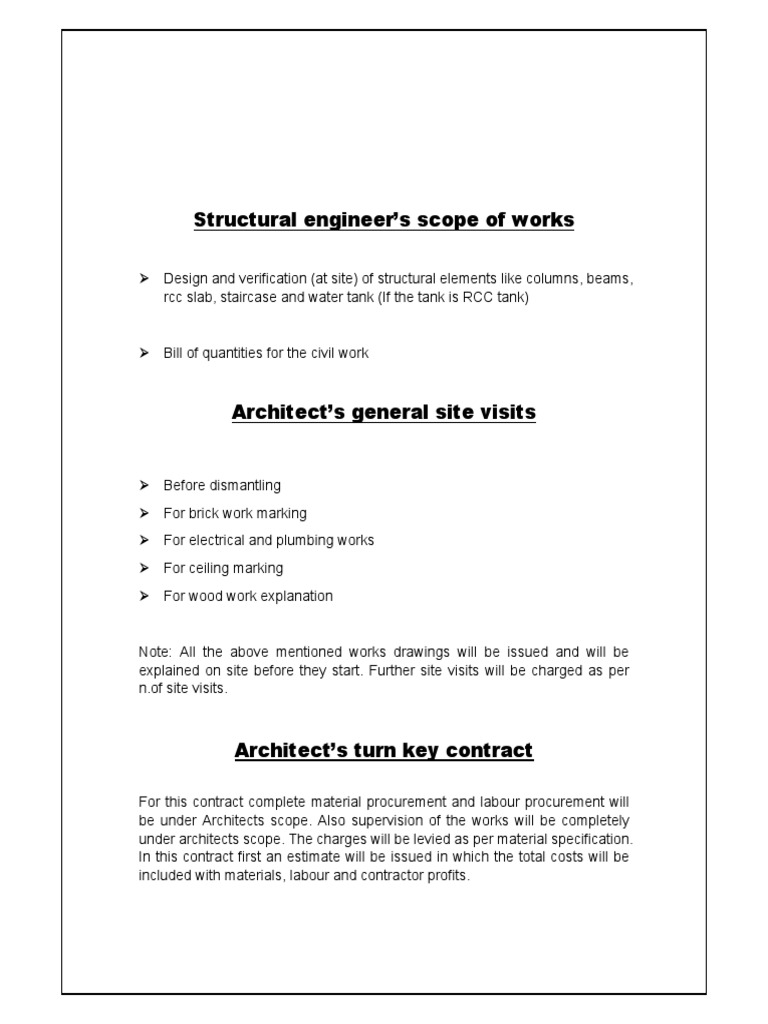 Structural Engineer's Scope of Works | PDF