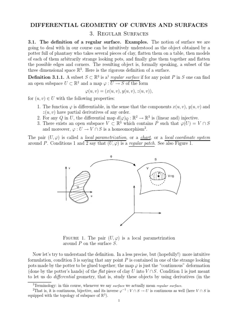 Differential Geometry of Curves and Surfaces 3. Regular Surfaces | PDF | Derivative | Vector Space