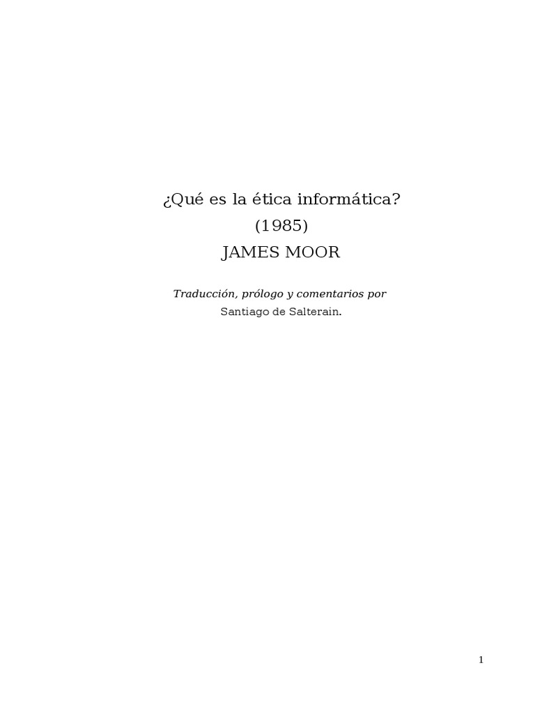 ¿Que Es La Ética Informatica? James Moor | PDF | Ciencias de la ...
