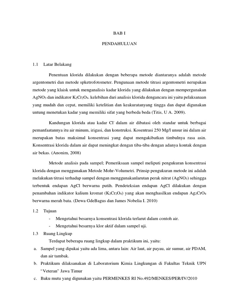 Laporan Resmi Khlorida, Sisa Khlor, Salinitas | PDF