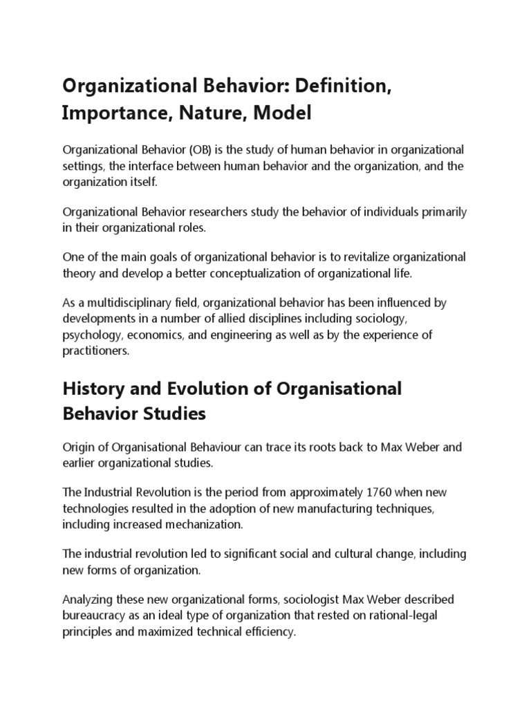 A Comprehensive Overview of Organizational Behavior: Its Definition ...