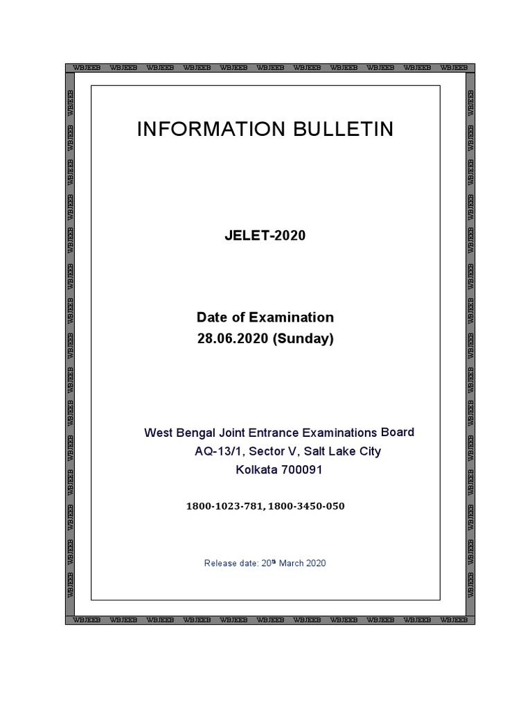 Information Bulletin: JELET-2020 | PDF | University And College ...