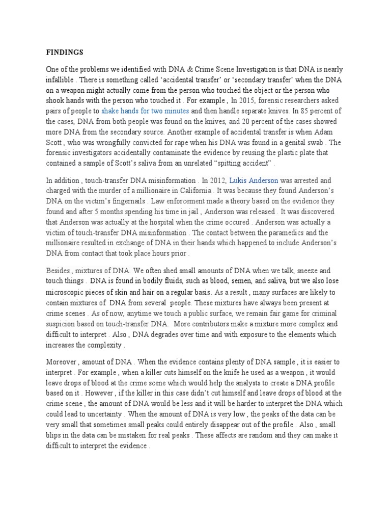 Case Study CHM131 | PDF | Dna Profiling | Crime Scene