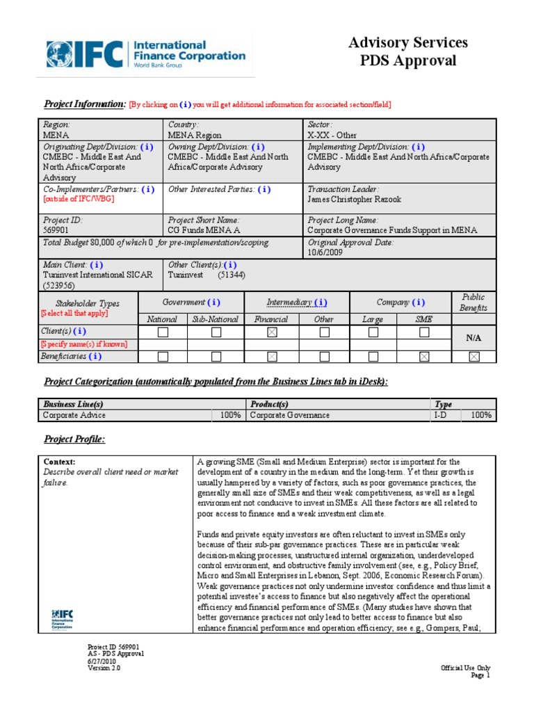 Advisory Services PDS Approval: Project Information | PDF ...