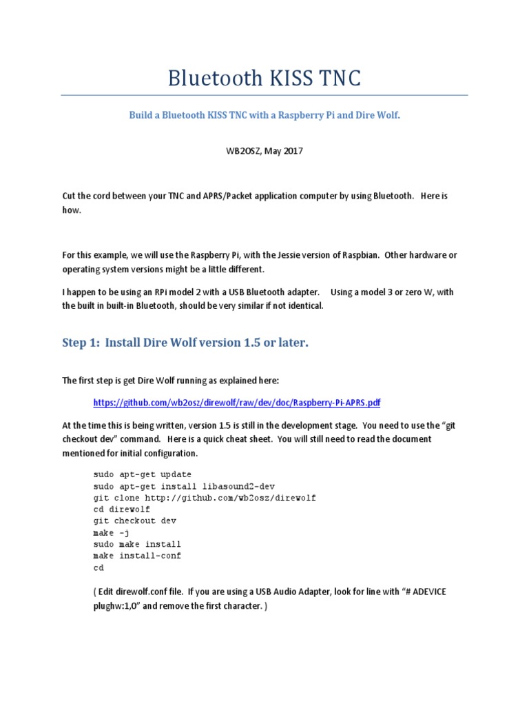 Bluetooth KISS TNC PDF | PDF | Network Socket | Transmission Control ...