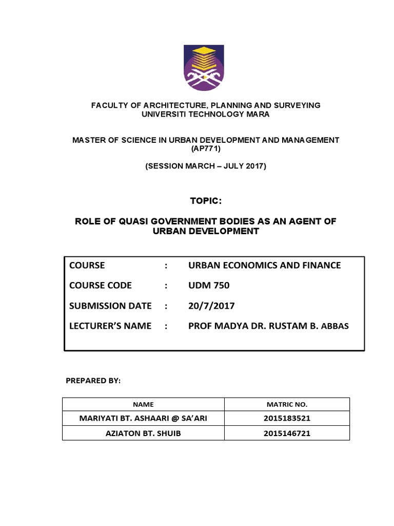 Quasi-Government Bodies in Urban Development | PDF | Investing | Economies