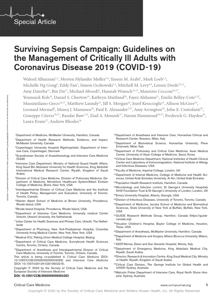 Surviving Sepsis Campaign Guidelines On The.95707 | PDF | Shock ...