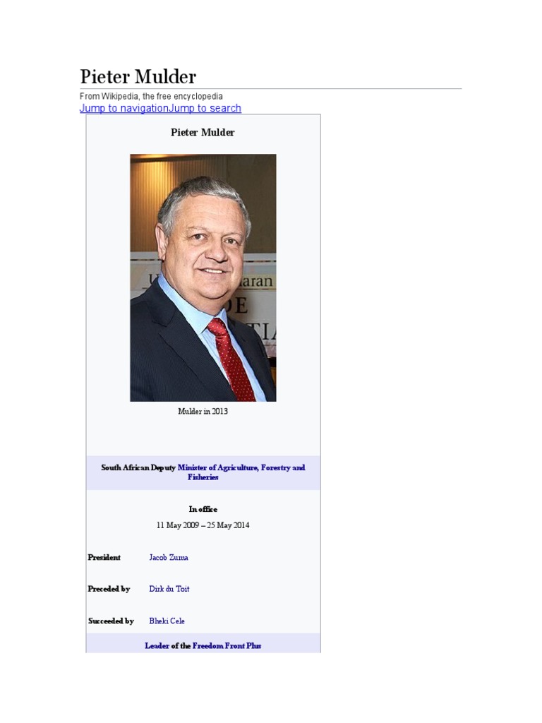 Pieter Mulder: Jump To Navigation Jump To Search | PDF | Politics Of ...