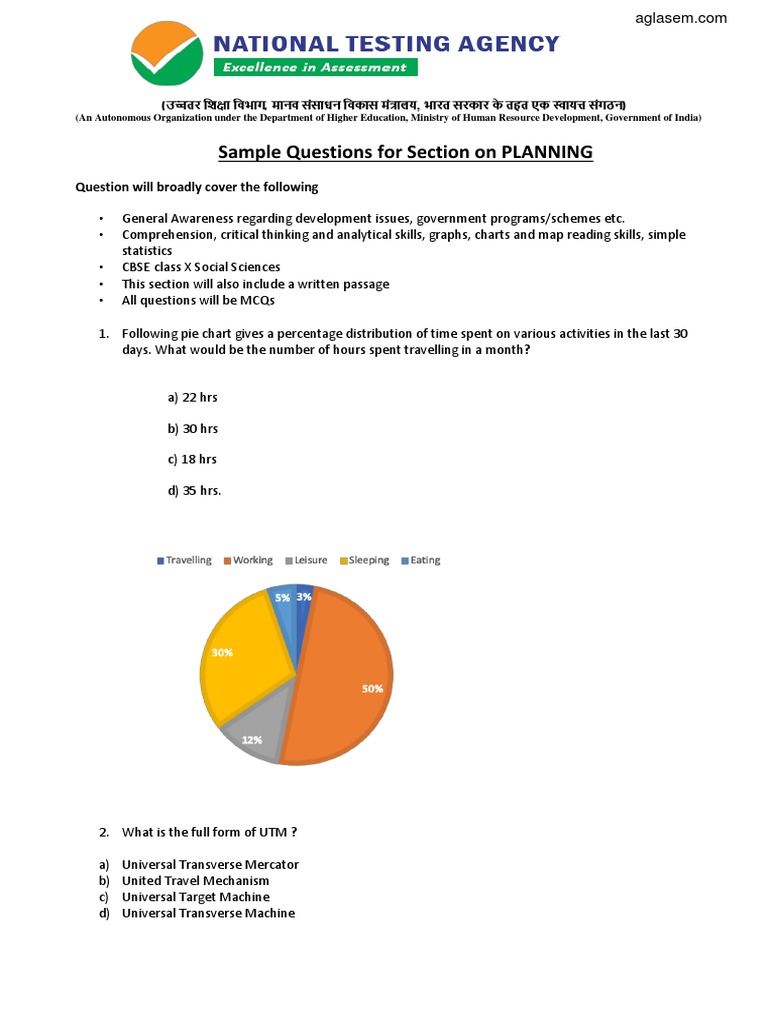 Sample Questions For Section On PLANNING: Question Will Broadly Cover ...
