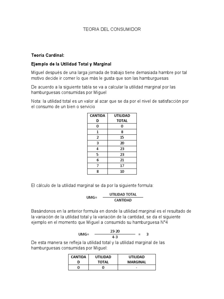 Teoria Del Consumidor | PDF | Utilidad | Utilidad marginal