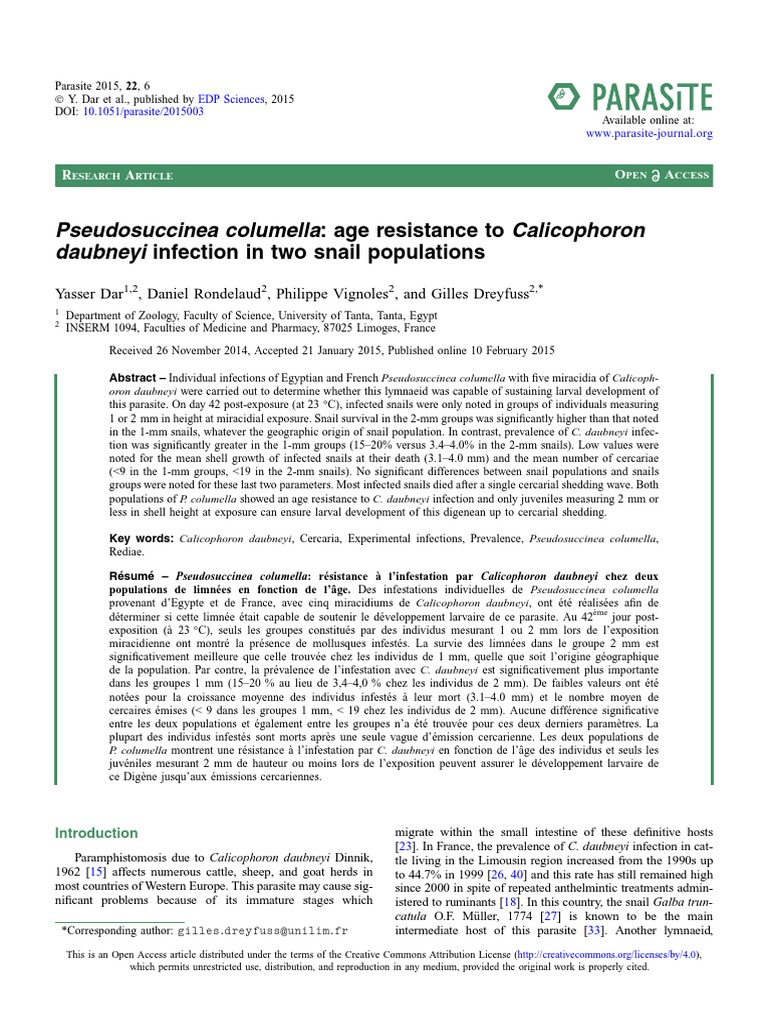 Dar Et Al-2015-P Columella Resistencia A Calicophoron Daubneyi | PDF ...
