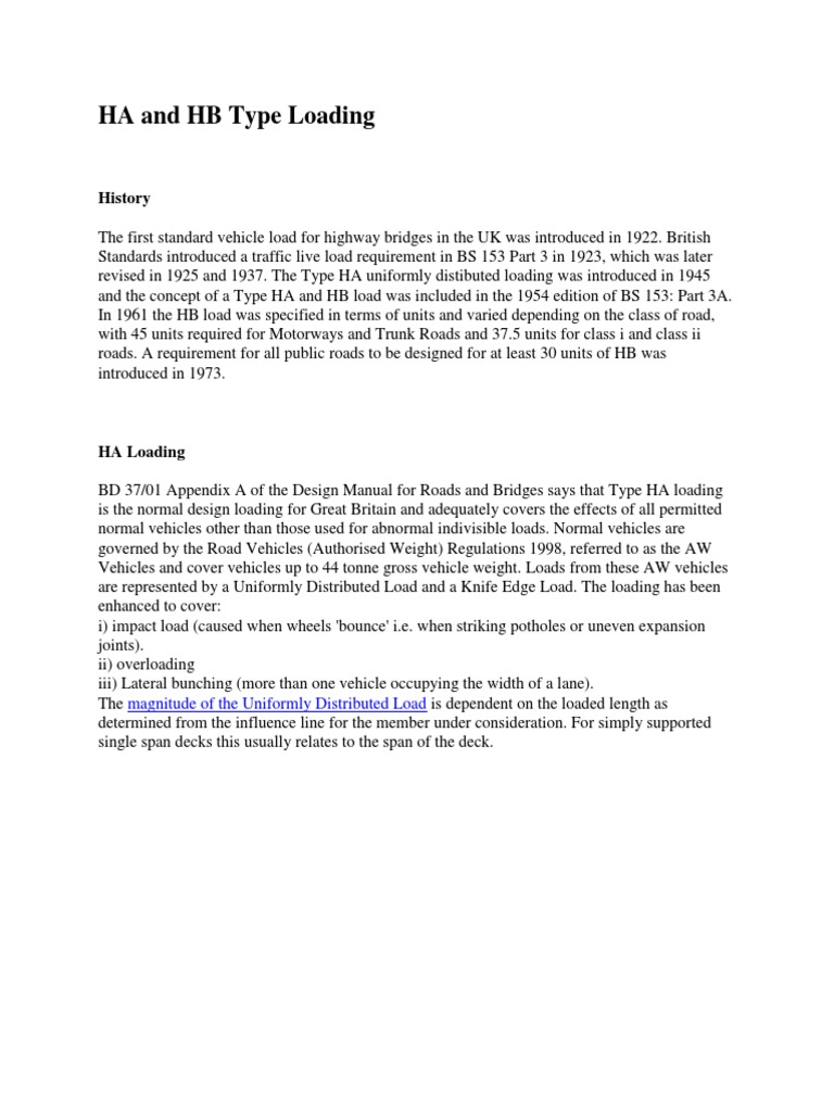 HA and HB Type Loading: History | PDF | Lane | Bridge