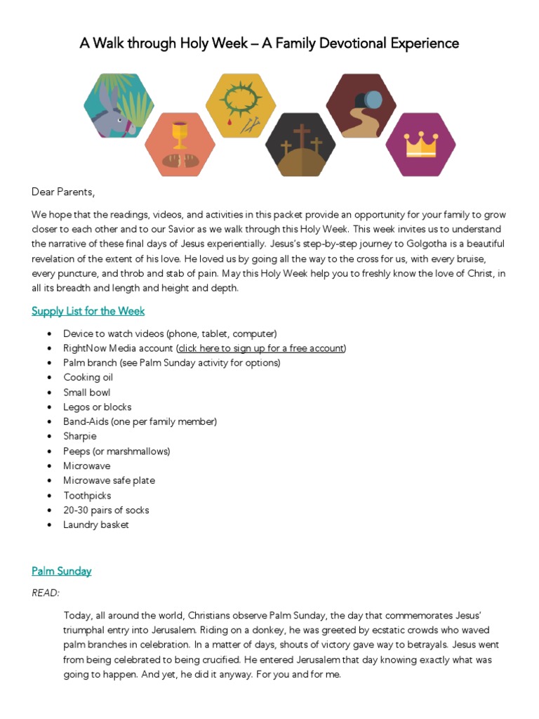 Walk Through Holy Week Family Devotions | PDF | Jesus | Religious ...