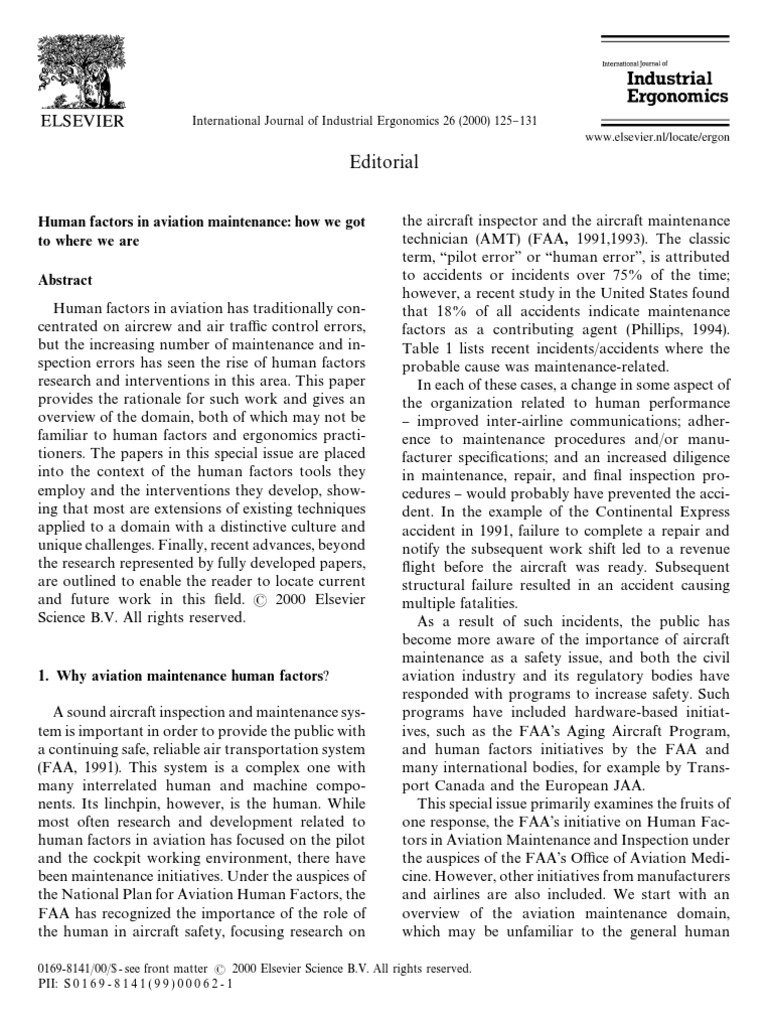 Human Factors in Aviation Maintenance Ho | PDF | Human Factors And Ergonomics | Federal Aviation ...