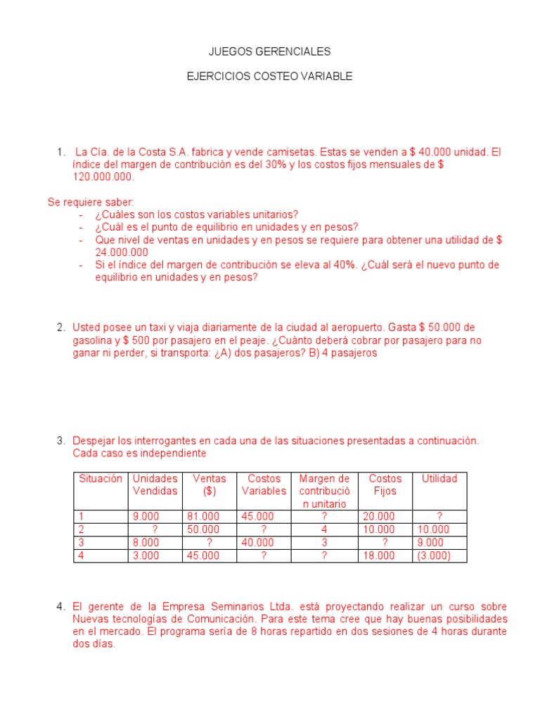 Ejercicios Rel Costo Volumen Utilidad | PDF | Presupuesto | Depreciación