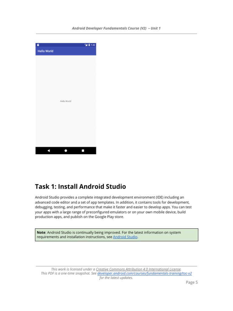 Task 1: Install Android Studio: Android Developer Fundamentals Course ...