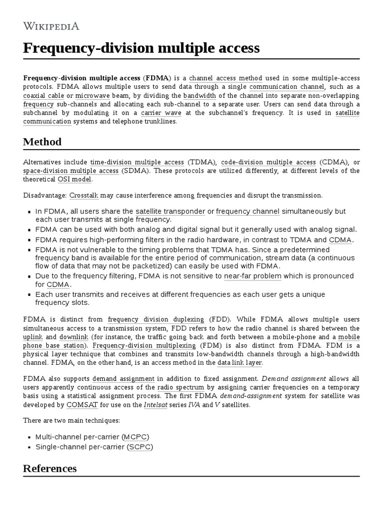 Frequency-Division Multiple Access | PDF | Channel Access Method | Telecommunications Engineering