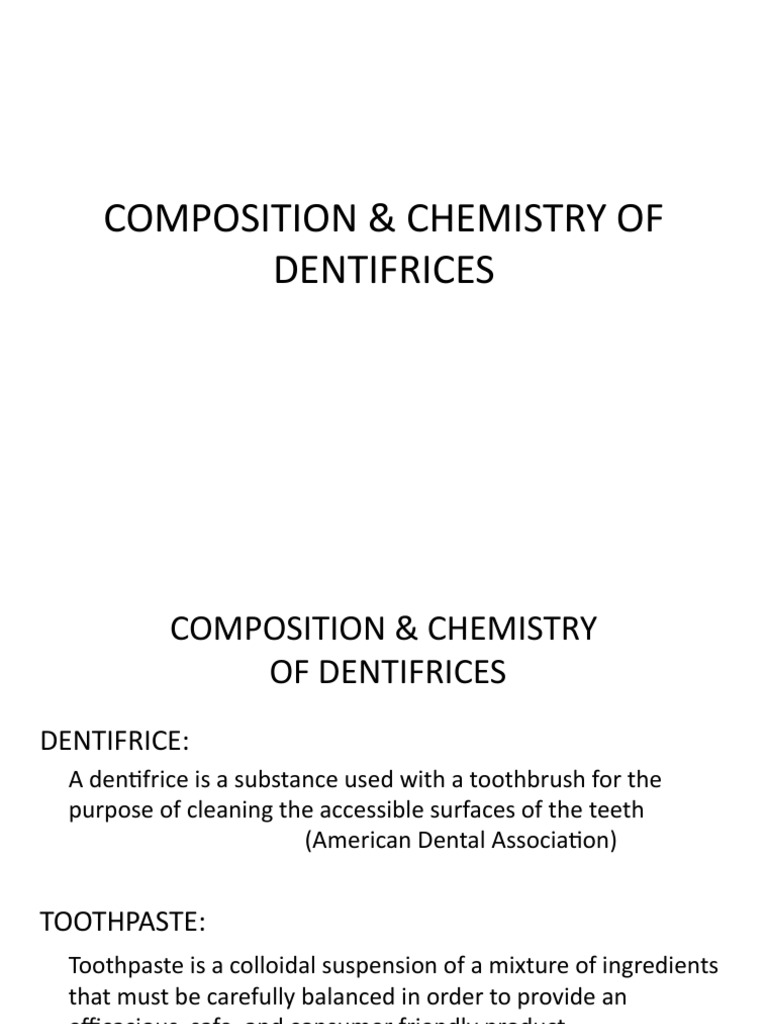 Composition and Types of Dentifrices | PDF | Sodium Bicarbonate ...