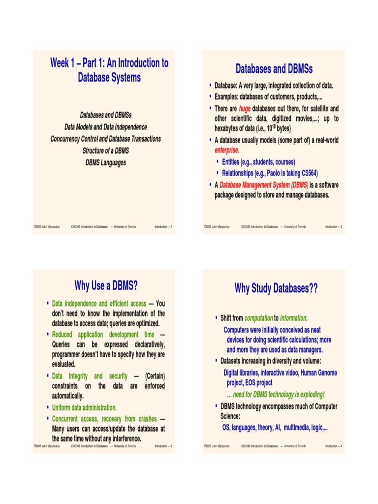01a - Introduction - CSC 343 | PDF | Conceptual Model | Database Transaction