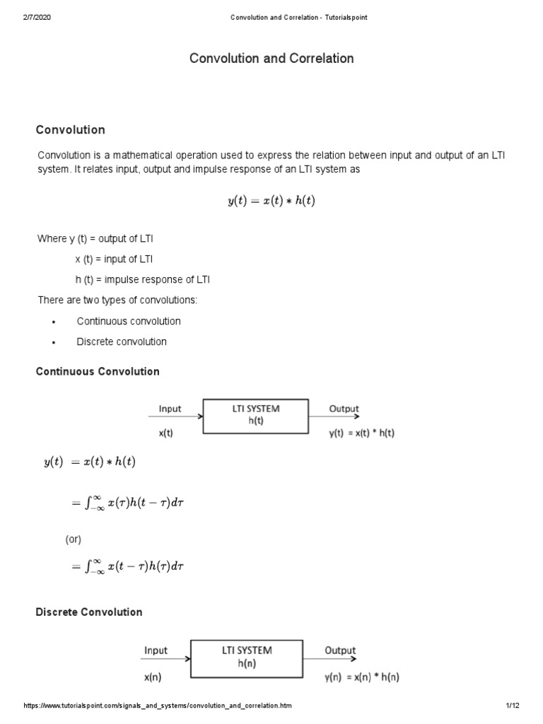 Convolution and Correlation - Tutorialspoint | PDF | Autocorrelation ...