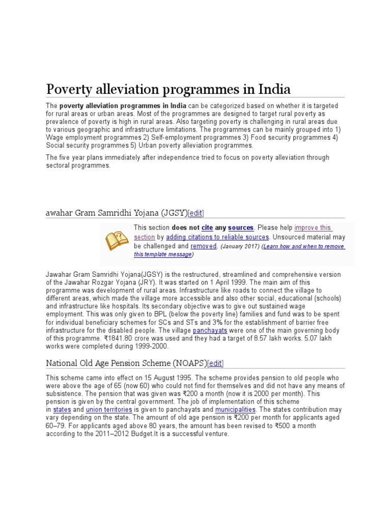Poverty Alleviation Programmes in India | PDF | Economies | Labour