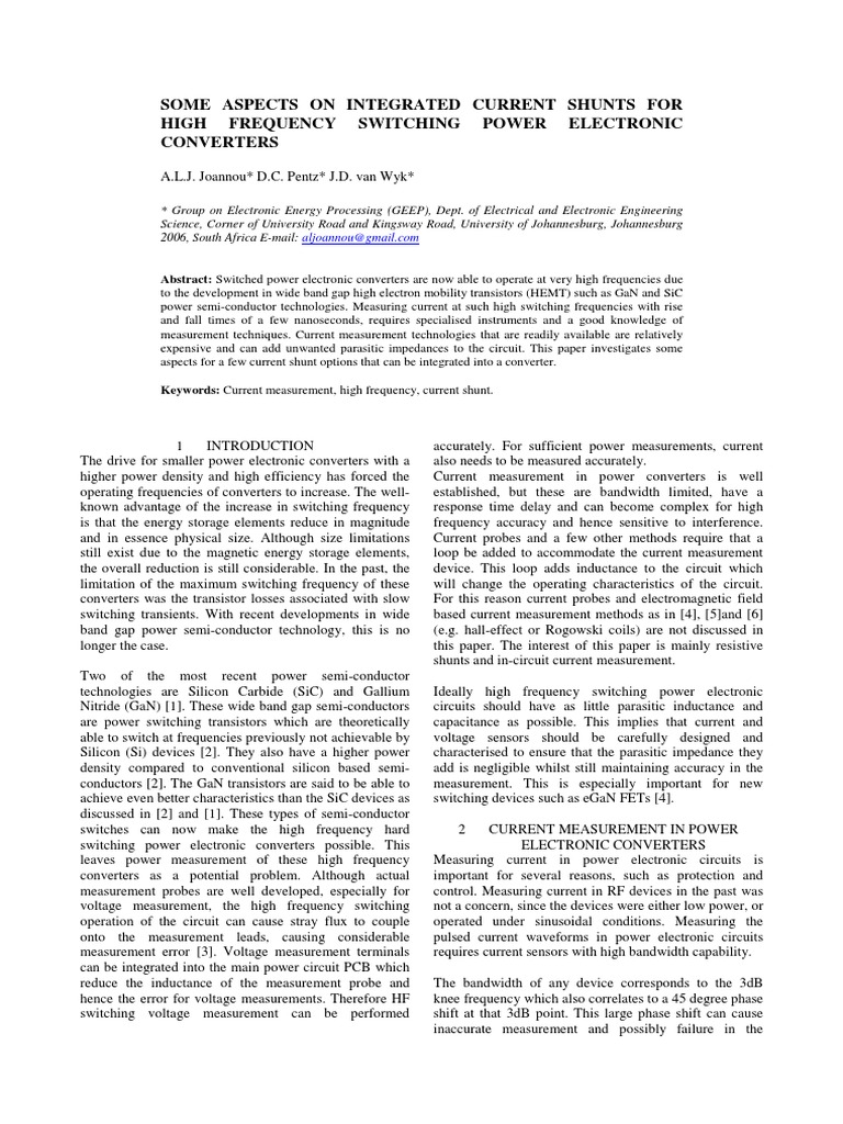 Some Aspects On Integrated Current Shunts For High Frequency Switching ...