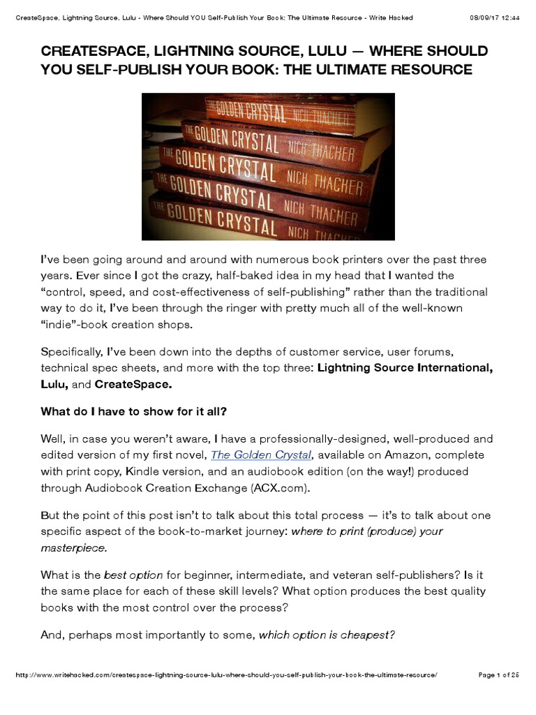CreateSpace, Lightning Source, Lulu - Where Should YOU Self-Publish ...