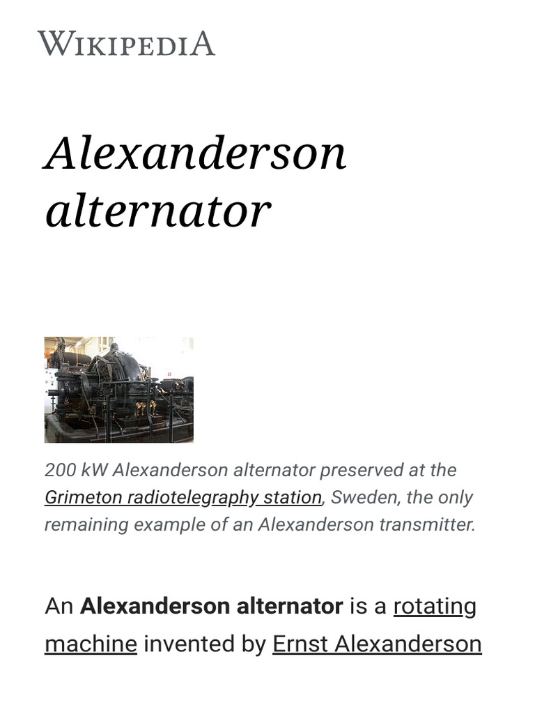 Alexanderson Alternator History | PDF | Broadcasting | Electrical ...