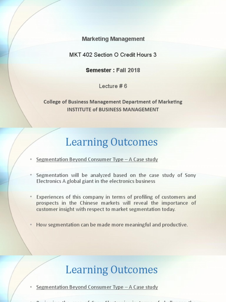 Lecture 6 Sony Case Study | PDF | Sony | Market Segmentation