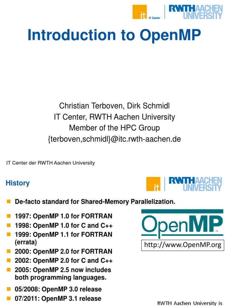 Openmp 01 Introduction Pdf Multi Core Processor Parallel Computing