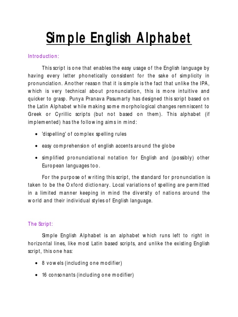 Simple English Alphabet | PDF | English Language | Alphabet