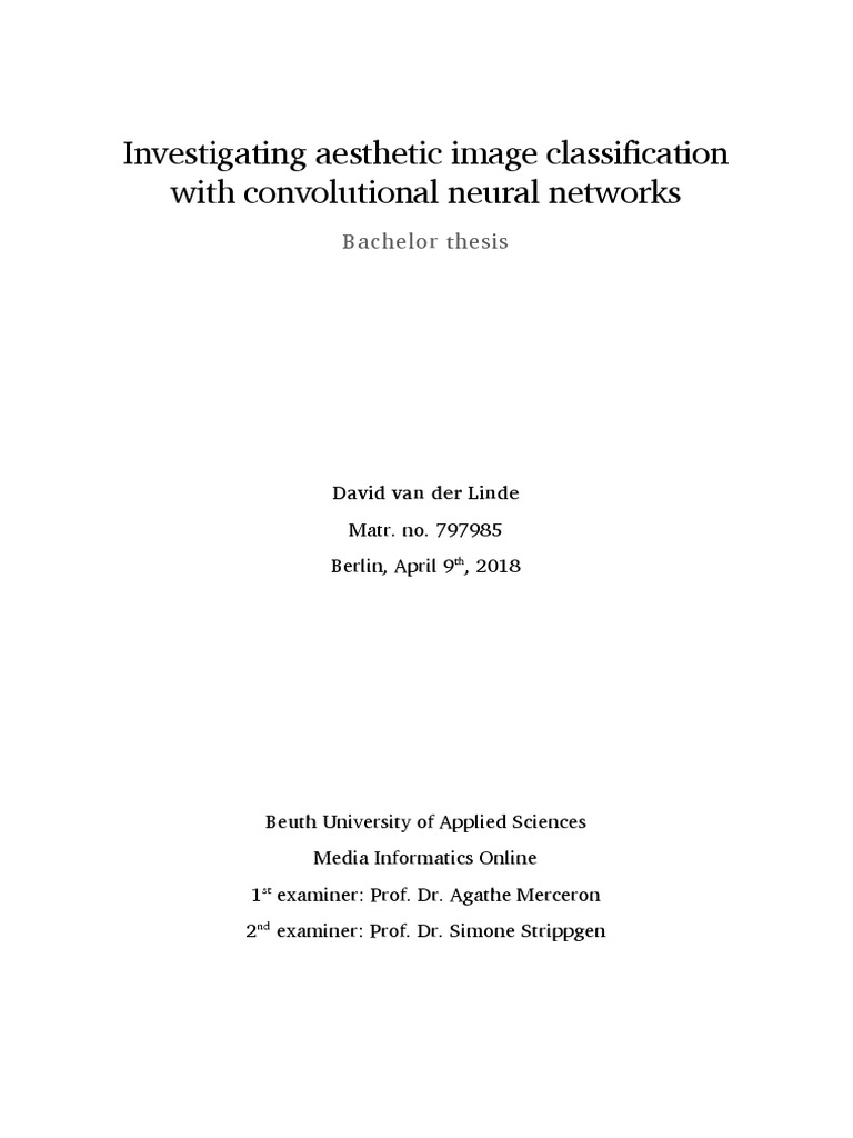 Investigating Aesthetic Image Analysis With Convolution Neural Networks ...