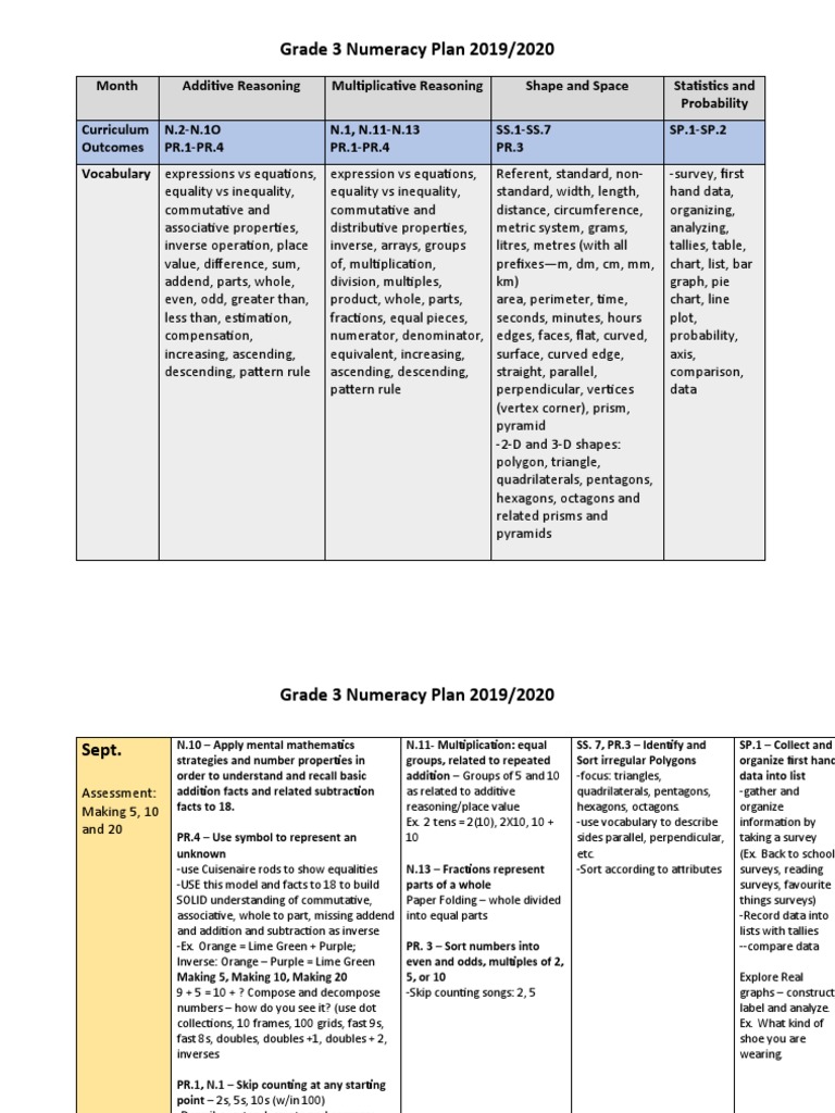 Grade 3 Numeracy Plan 2019 20 | Download Free PDF | Fraction ...