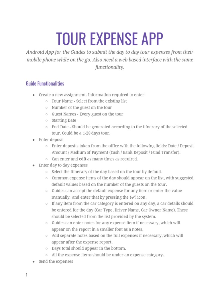 Tour Expense App: Guide Functionalities | PDF | Mobile App | Computing