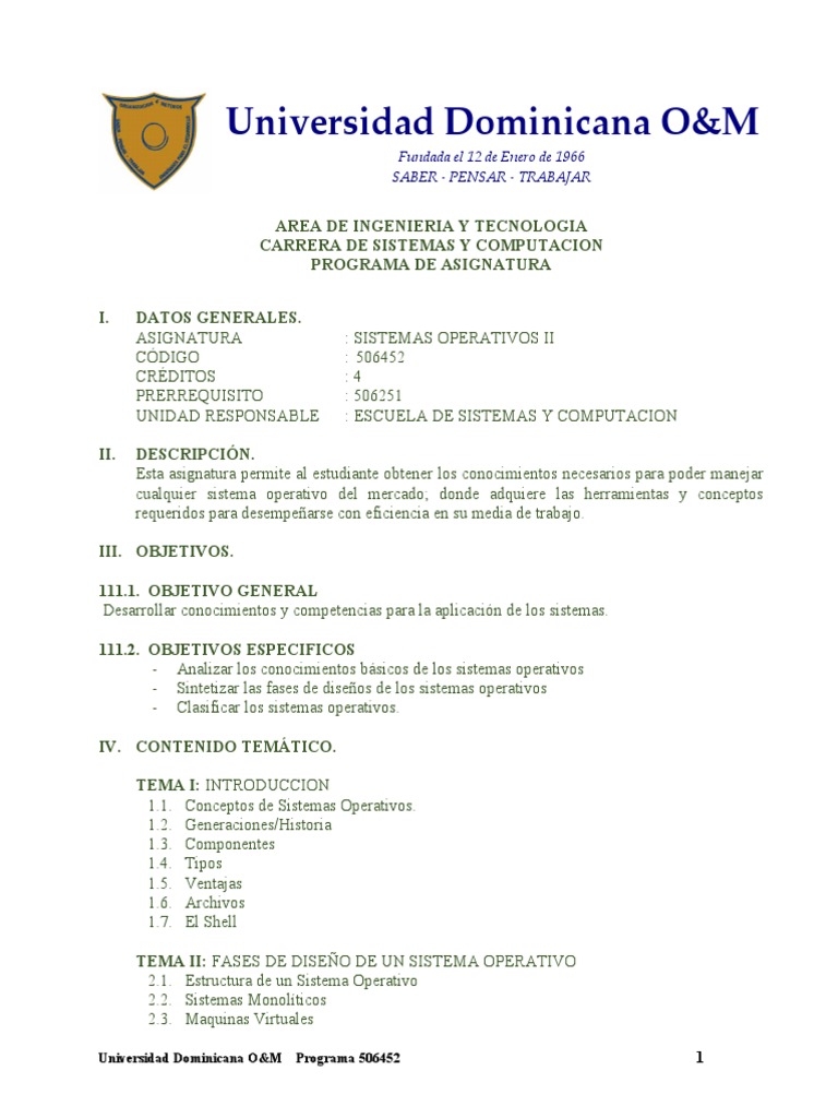Programa de Clases Electiva | PDF | Sistema operativo | Programa de ...