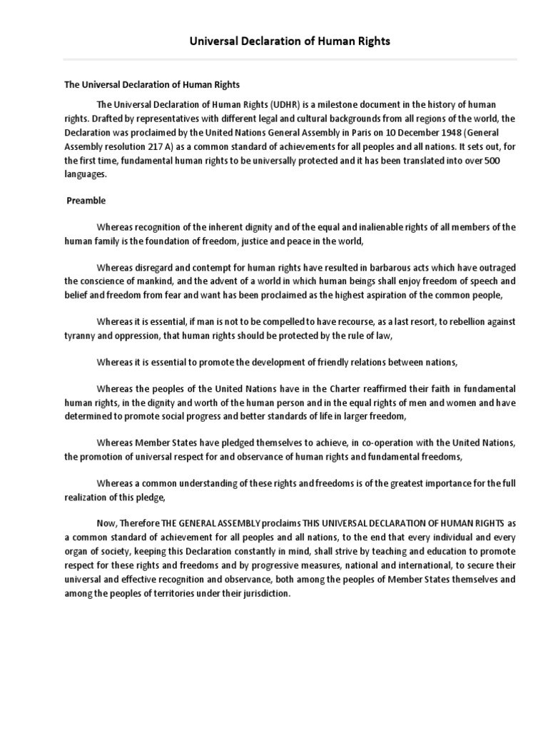 Universal Declaration of Human Rights | PDF | Human Rights | Government ...