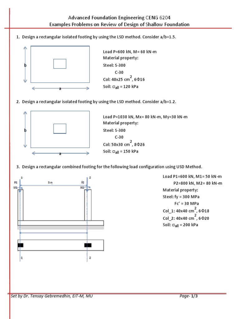 Advanced Foundation Engineering CENG 6204 Examples Problems On Review ...