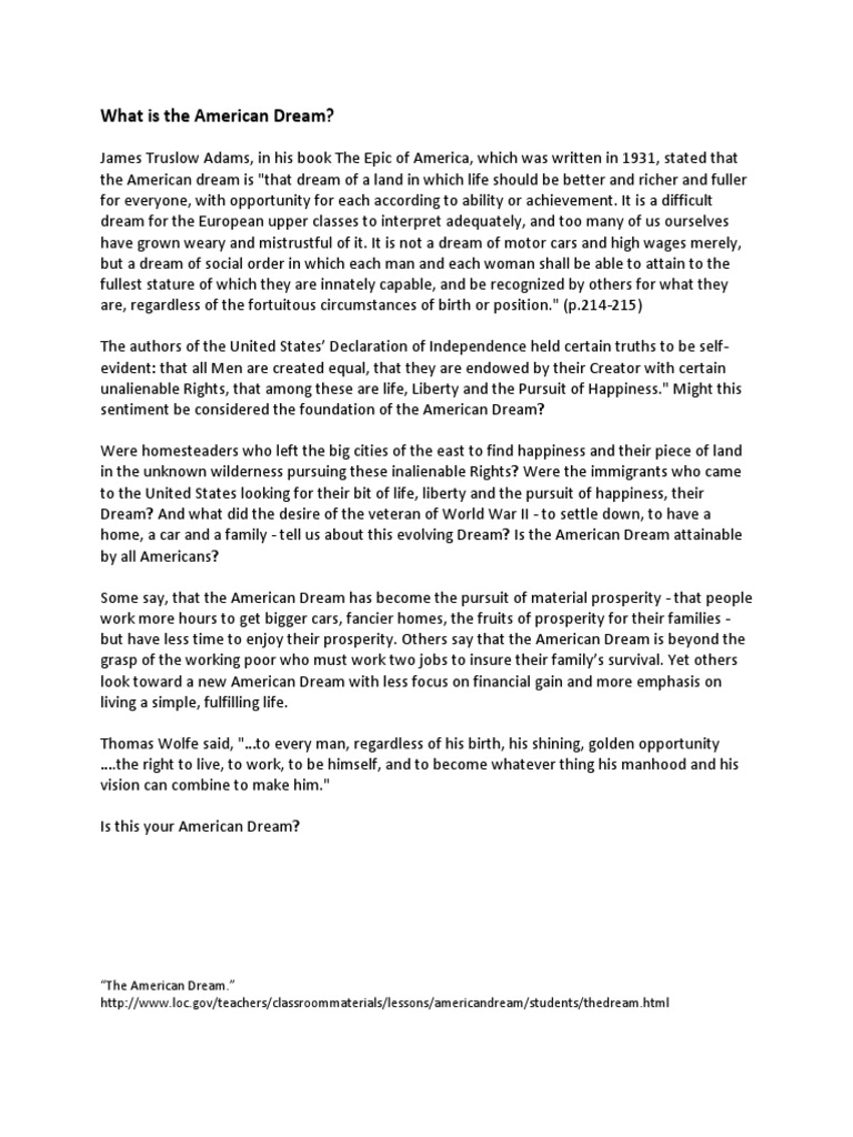 What Is The American Dream | PDF