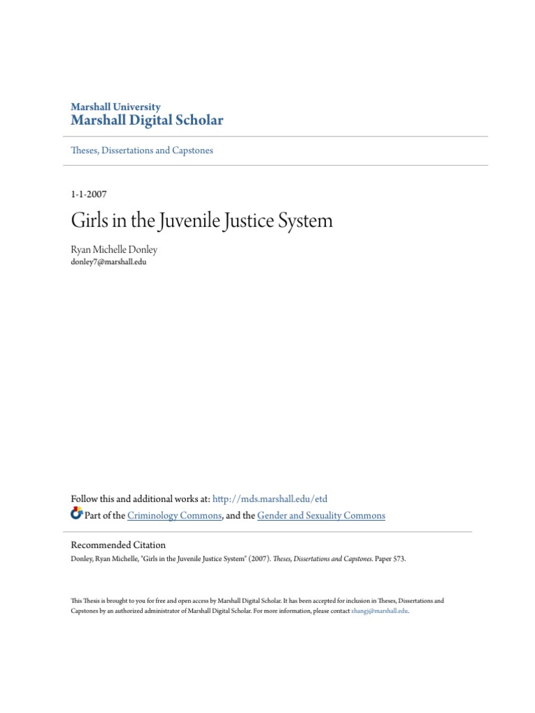 Girls in The Juvenile Justice System | PDF | Juvenile Delinquency ...