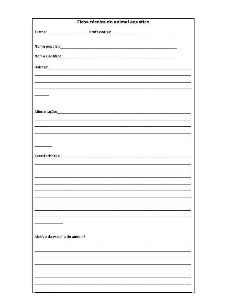 Ficha Técnica Do Animal | PDF