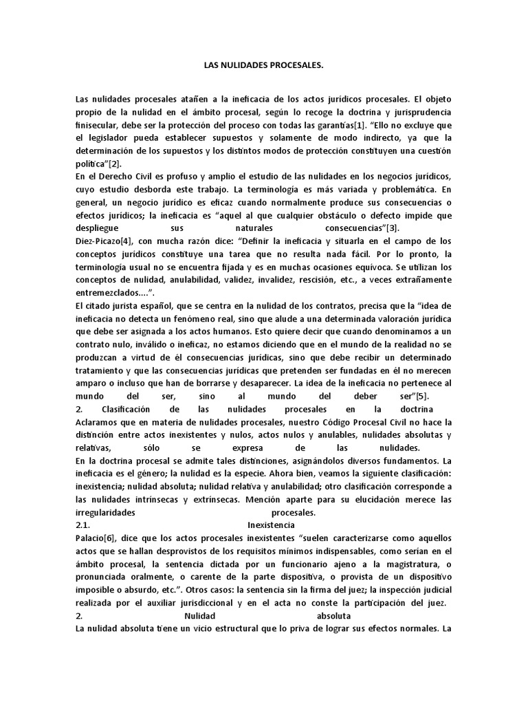 Nulidades Procesales: Conceptos y Tipos | PDF | Ley procesal | Nulo (ley)