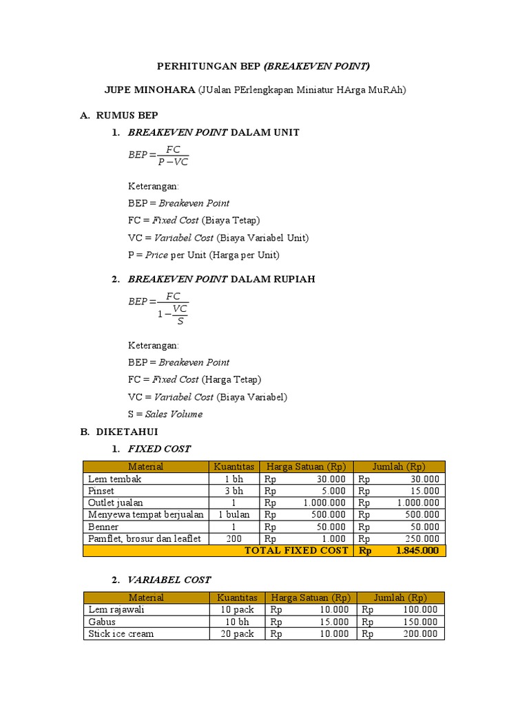 Perhitungan Bep | PDF