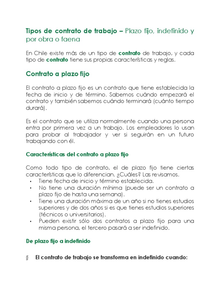 Tipos de Contrato | PDF | Derecho laboral | Economias