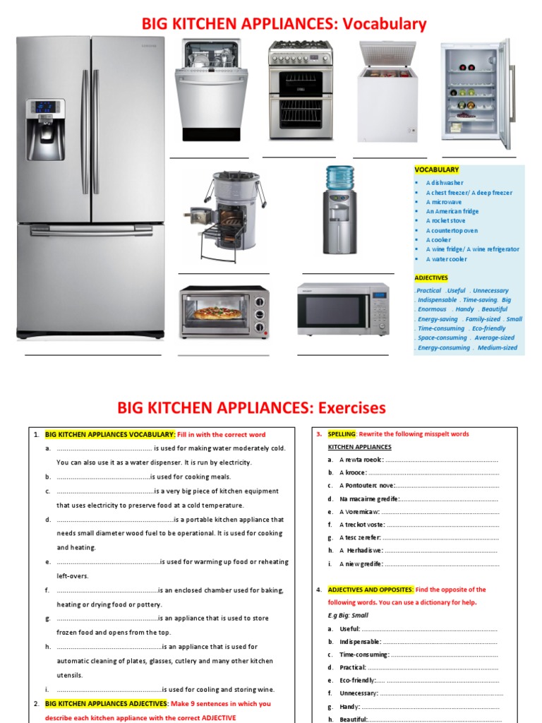 Kitchen Appliance Vocabulary and Terms | PDF | Kitchen | Home Appliance