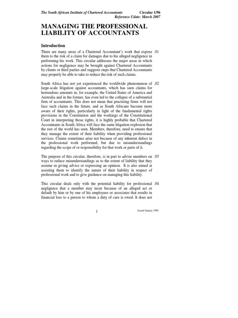 Managing The Professional Liability of Accountants | PDF | Indemnity ...
